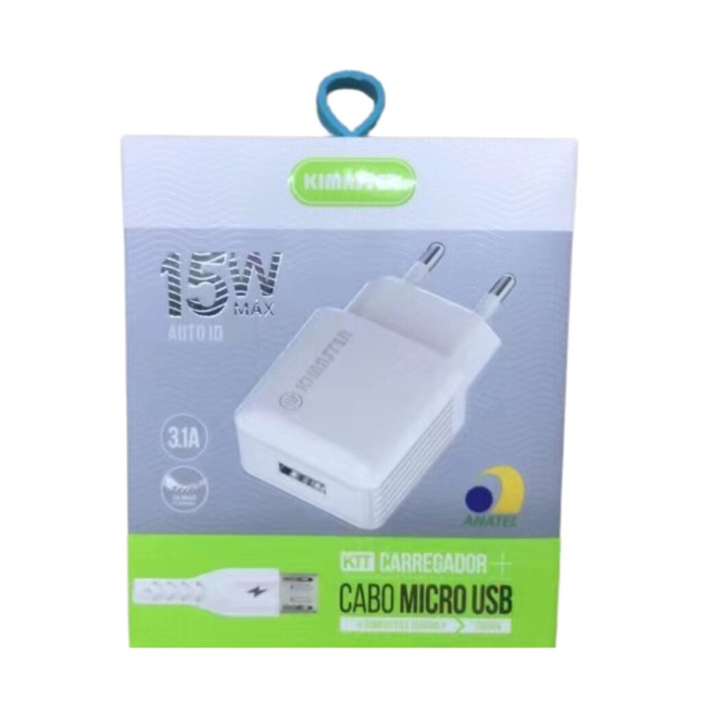 T503 KIT CARREGADOR 1USB+CABO MICRO USB V8 3.1 – Eletro Import